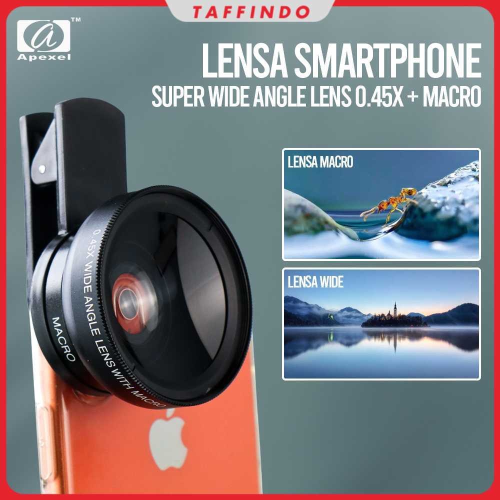Jual Lensa Super Wide Angle Lens 0.45X + Macro Smartphone - APEXEL APL-0.45WM | Shopee Indonesia