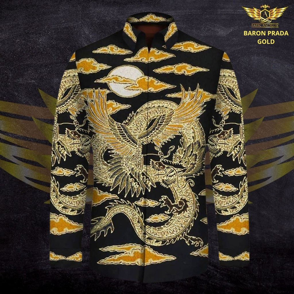 Jual BARON PRADA EMAS MOTIF 3 BAHAN BATIK TULIS SUTRA ATBM NAGA BURUNG ...