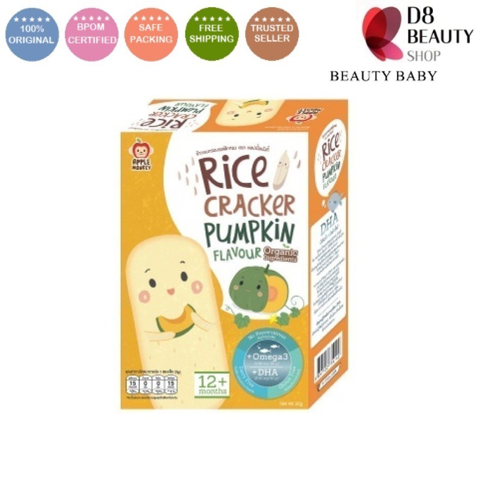 Jual ֍D8֎ APPLE MONKEY RICE CRACKER PUMPKIN FLAVOUR SNACK ANAK 30 g 30g ...