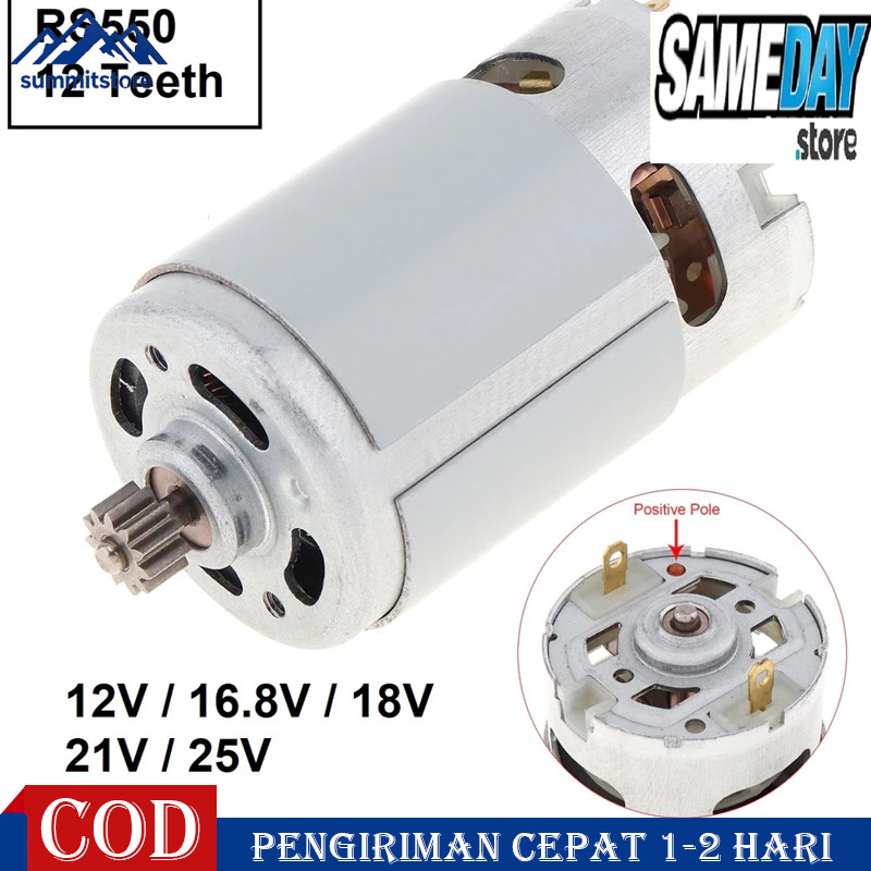 Jual RS550 Motor Dinamo DC 12V 16,8V 21V 25V Motor RS-550 High speed Pengganti Bor Baterai ...