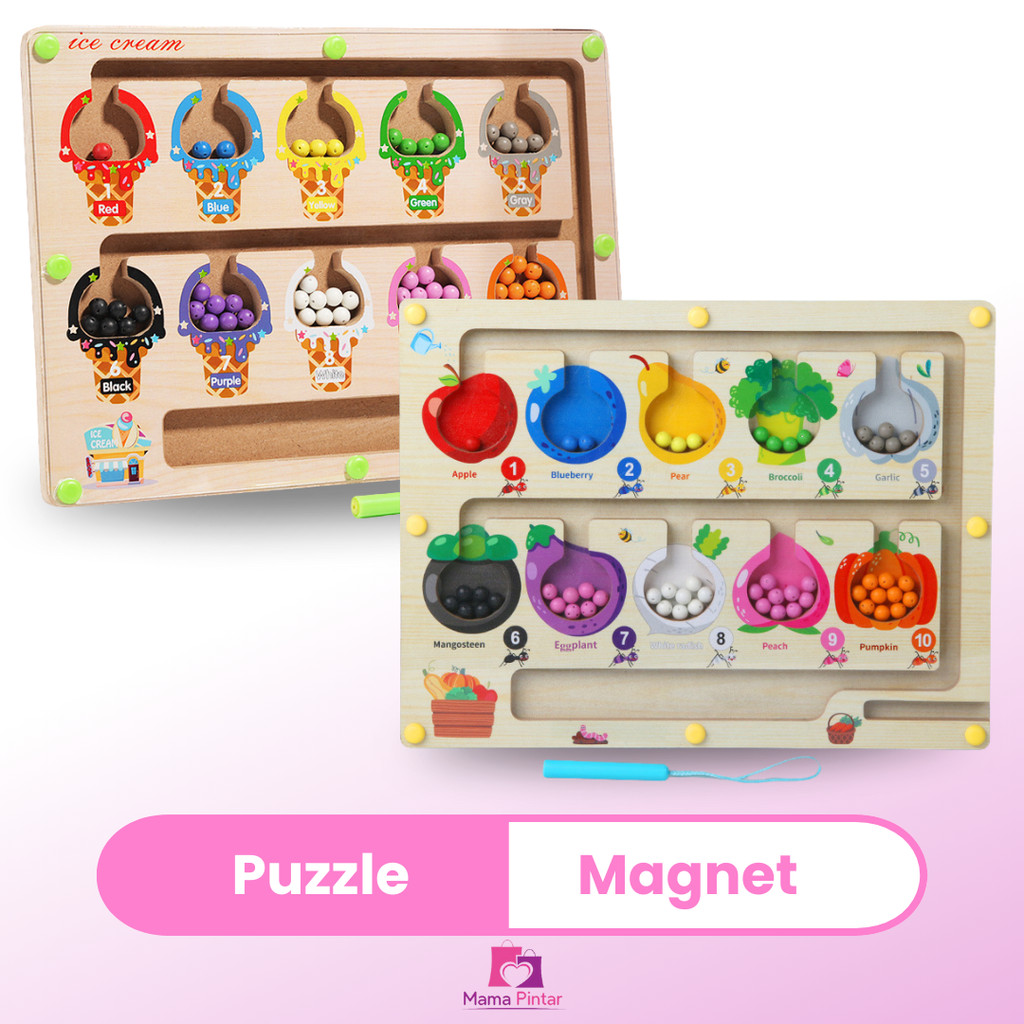 Jual Mainan Edukasi Puzzle Magnet Maze Game Sorting Warna Magnetic ...