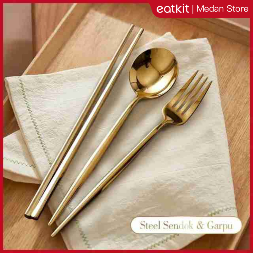 Jual [Medan Ready Stock] Eatkit Sendok Garpu Stainless Korea | Sendok ...
