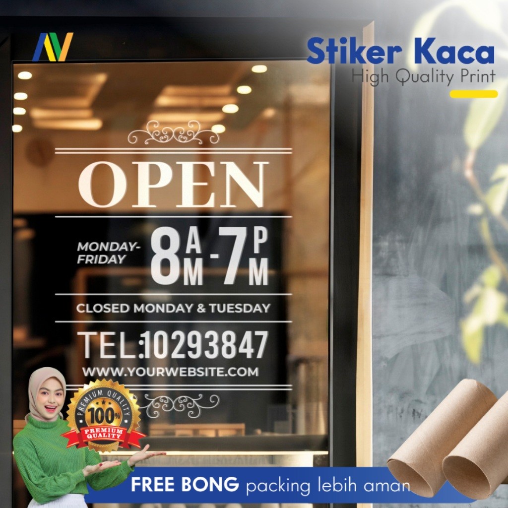 Jual Stiker Kaca | Sticker Cutting Custom | Sticker Open Hour | Sticker ...