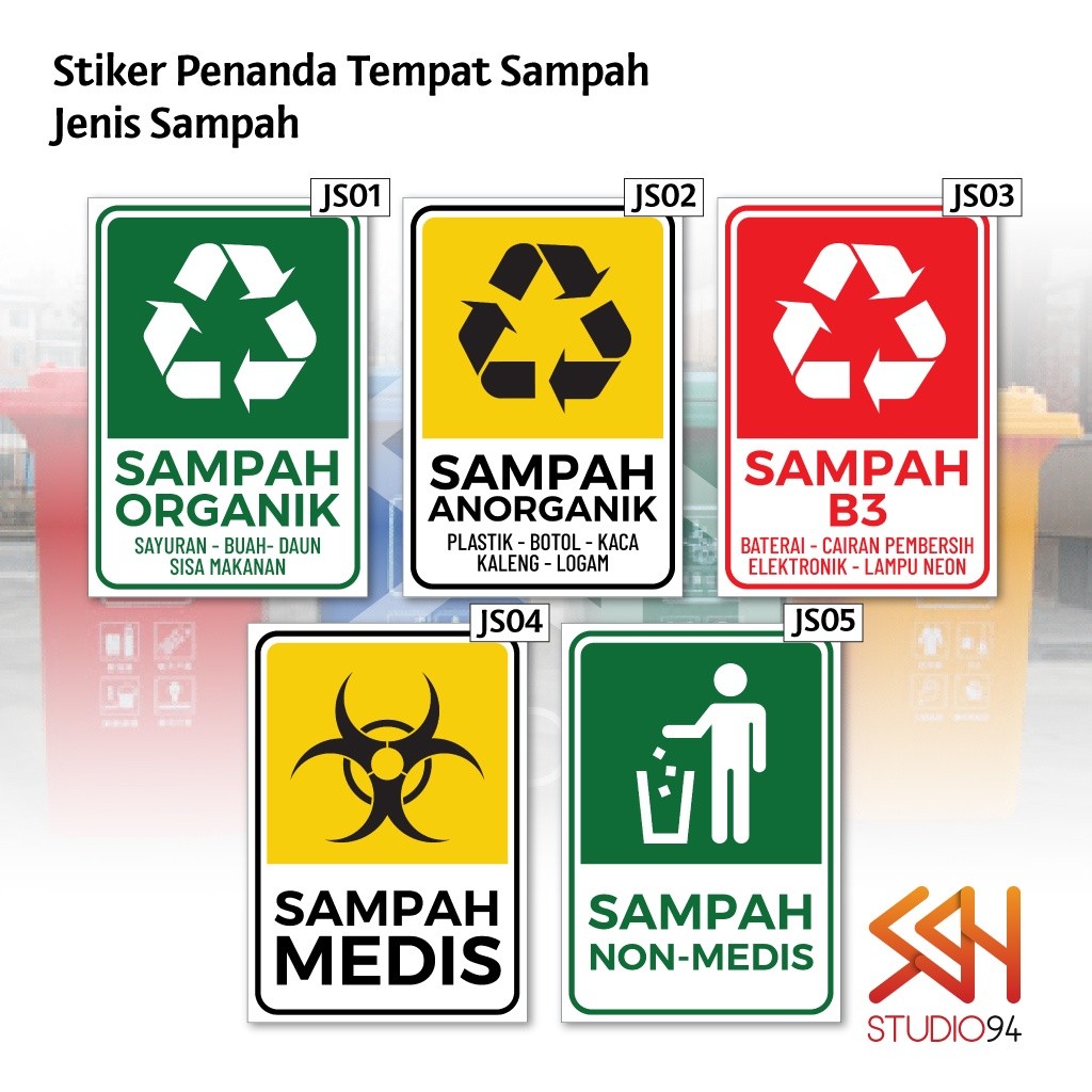 Jual Stiker Penanda Tempat Jenis Sampah | Organik Non Anorganik Medis ...