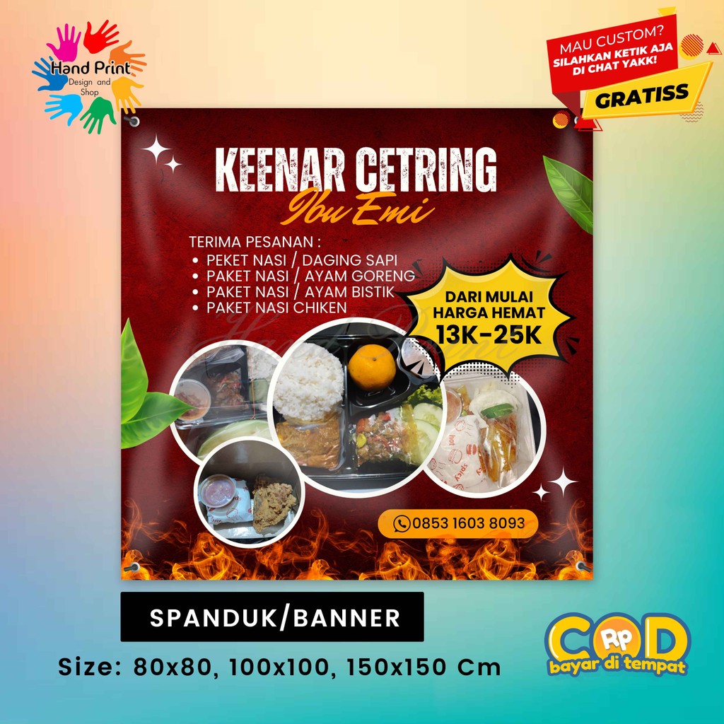 Jual Cetak Spanduk Banner Jualan Makanan Warung Makan Merah MMT Spanduk ...