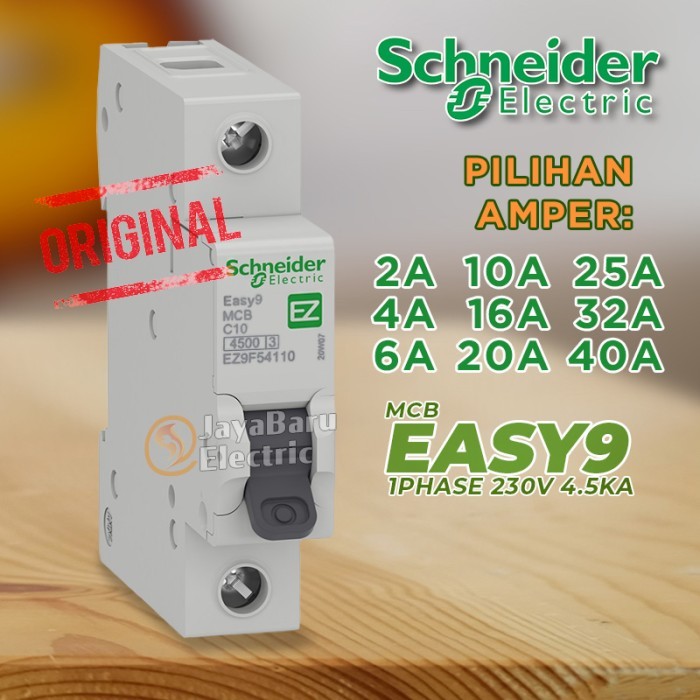 Jual MCB Schneider Easy9 1P 2A 4A 6A 10A 16A 20A 25A 32A 40A 4.5kA SNI - 20A | Shopee Indonesia