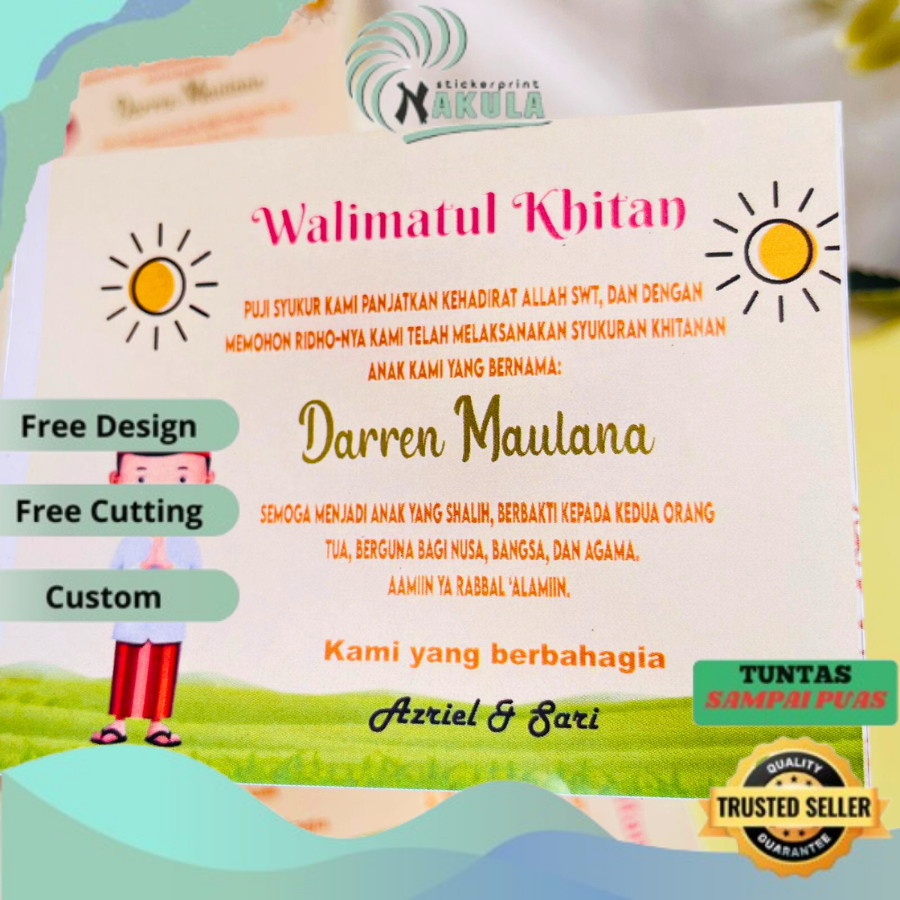 Jual NKL STIKER SYUKURAN KHITANAN / STIKER KHITANAN NASI BOX / STIKER ...