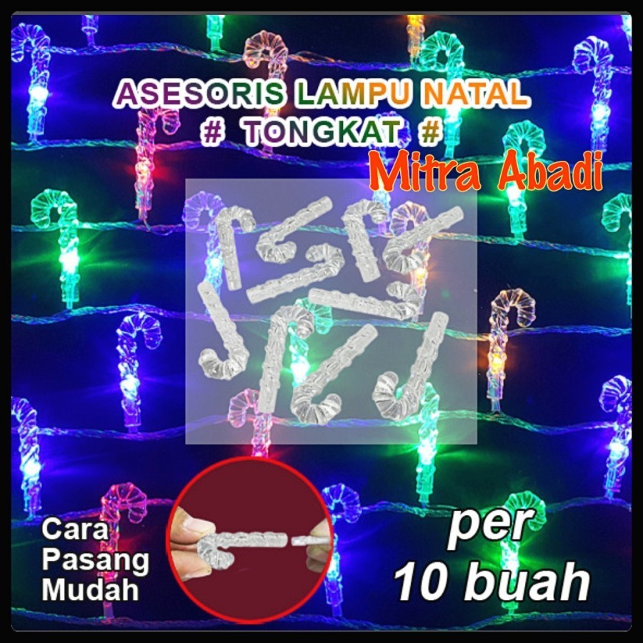 Jual Aksesoris Lampu Natal Model Tongkat Permen 1 Sett = 10 buah ...