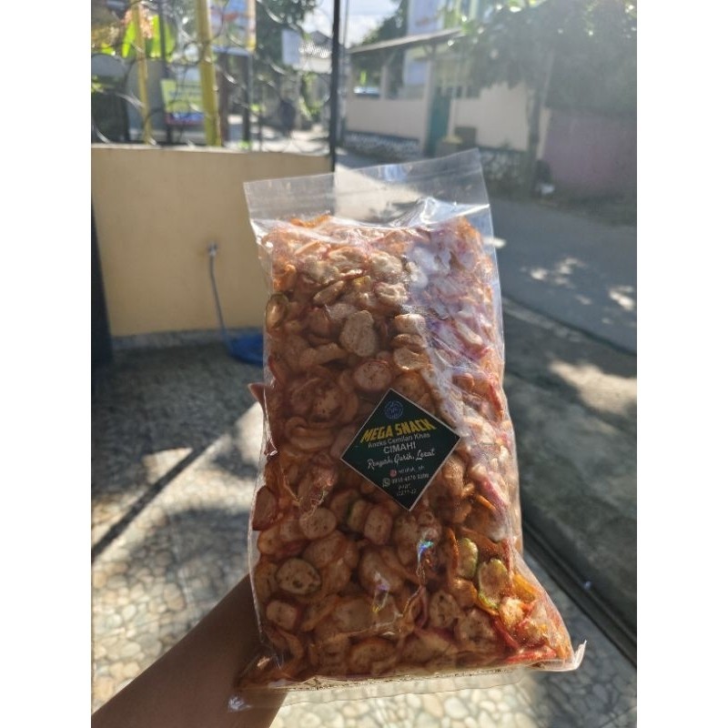 Jual Seblak kering kerupuk jablay kerupuk bawang 1kg MEGA SNACK COD ...