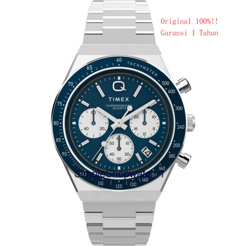 Jual Original 100%!! TIMEX TW2W51600 Jam Tangan Pria Analog Q Chronograph Stainless Steel 40mm ...