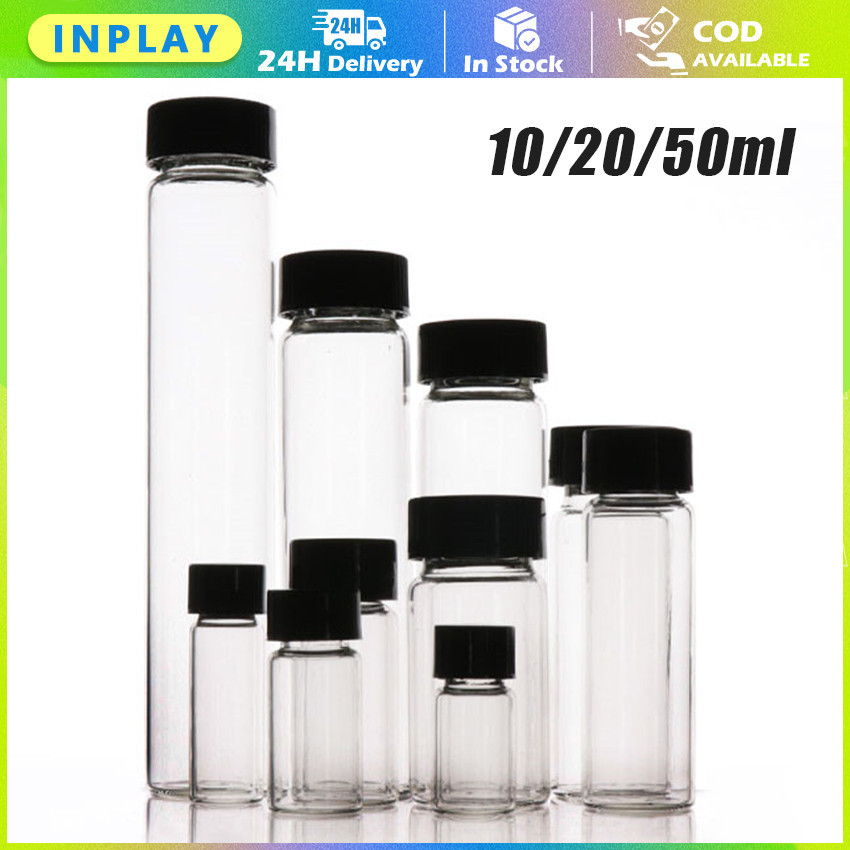 Jual 10/20/50ml Plastik Bening Tutup Ulir Drat Putar Hitam / Botol ...