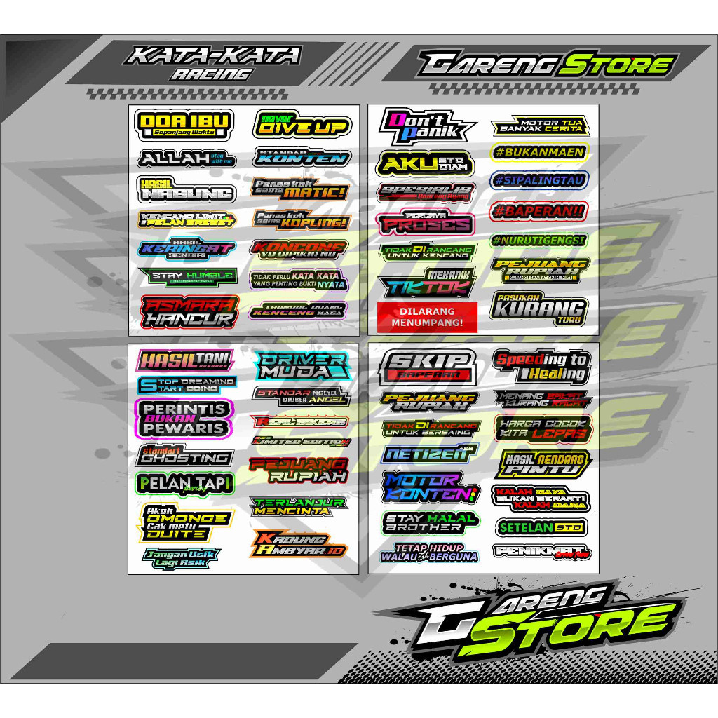 Jual STIKER PACK KATA KATA RACING / STIKER PACK HEREX / STIKER PACK ...