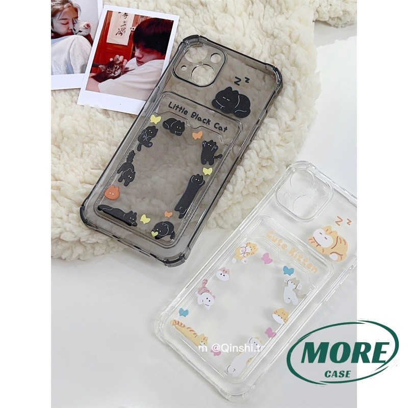 Jual Kucing hitam kucing card holder Case iPhone 16E 15 Pro max 11 Pro ...