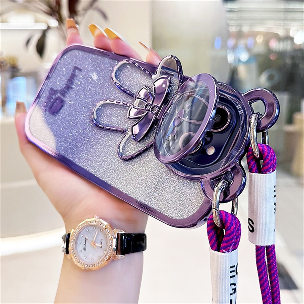 Jual Casing Lucky Bear Flip Lens Built-in Stand Cute Bear Holder Phone ...