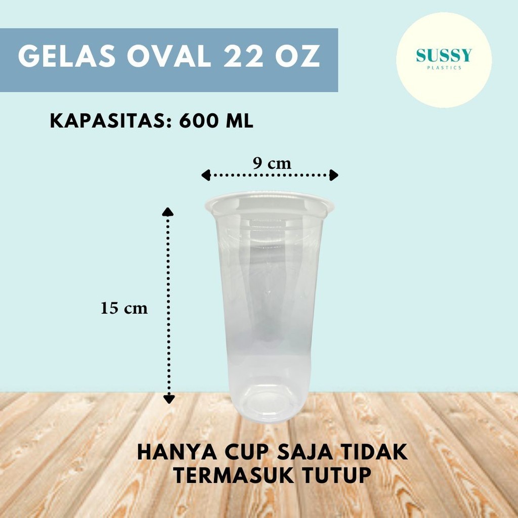 Jual Gelas Plastik Oval Bulat 18 Oz 22 Oz Isi 50 Pcs | Shopee Indonesia