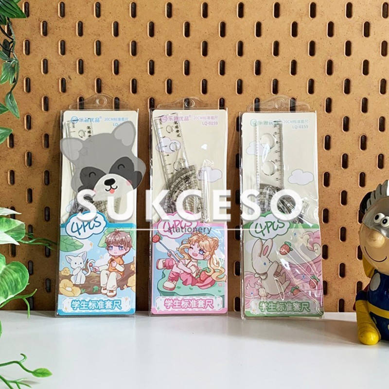 Jual Fancy Penggaris Set 20cm LQ-0159 / Ruler SET 4 Akrilik 20 cm ...