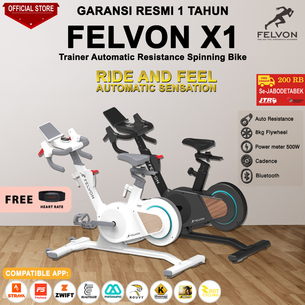 Jual Felvon X1 Trainer Automatic Resistance Spinning Bike Sepeda Statis ...