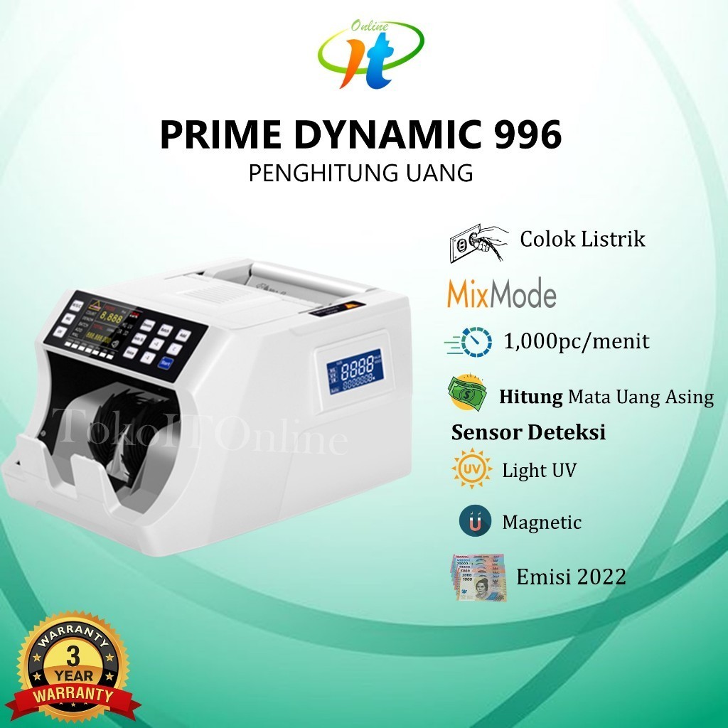 Jual Mesin Penghitung Uang Baru Prime Dynamic 996 Money Counter Hitung ...