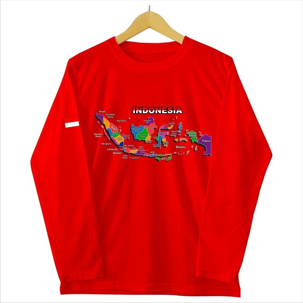 Jual Kaos Lengan Panjang Dpn Peta Heng HUT RI 79 17 AGUSTUS 1945-2024 Kemerdekaan Republik ...