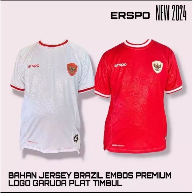 Jual JERSEY TIMNAS INDONESIA 2024 ERSPO HOME AWAY GRADE ORIGINAL LOGO GARUDA PLAT KARET SINTETIS ...