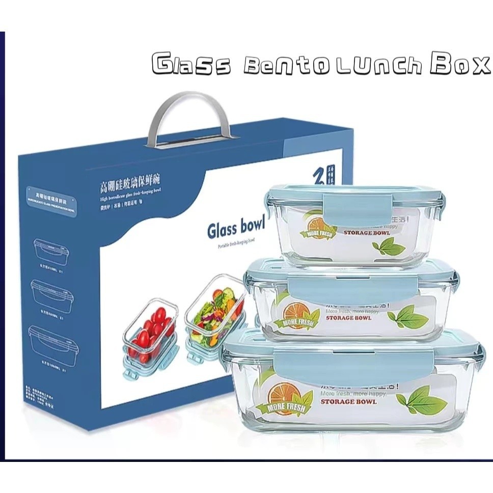 Jual Toples Kaca Lunch Box Kotak Tempat Penyimpanan Makan Bahan Kaca ...