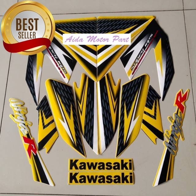 Jual Striping Stiker Polet kawasaki ninja r standar 2013 kuning Sticker ...