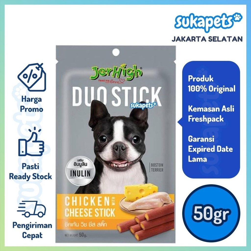 Jual Jerhigh Duo Stick Chicken Cheese Snack Cemilan Anjing 50gr ...