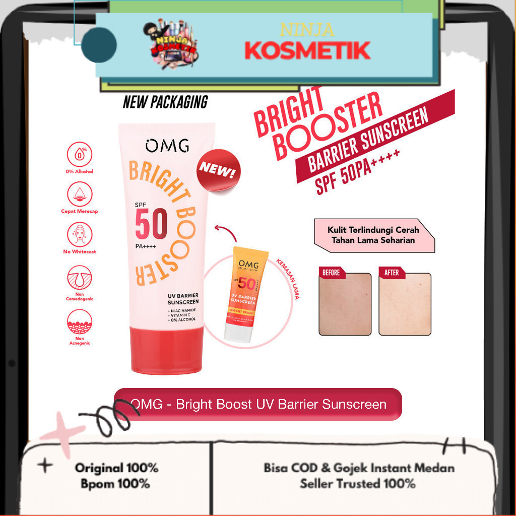 Jual OMG OH MY GLOW - BRIGHT BOOSTER UV BARRIER SUNSCREEN SPF 50 PA ...