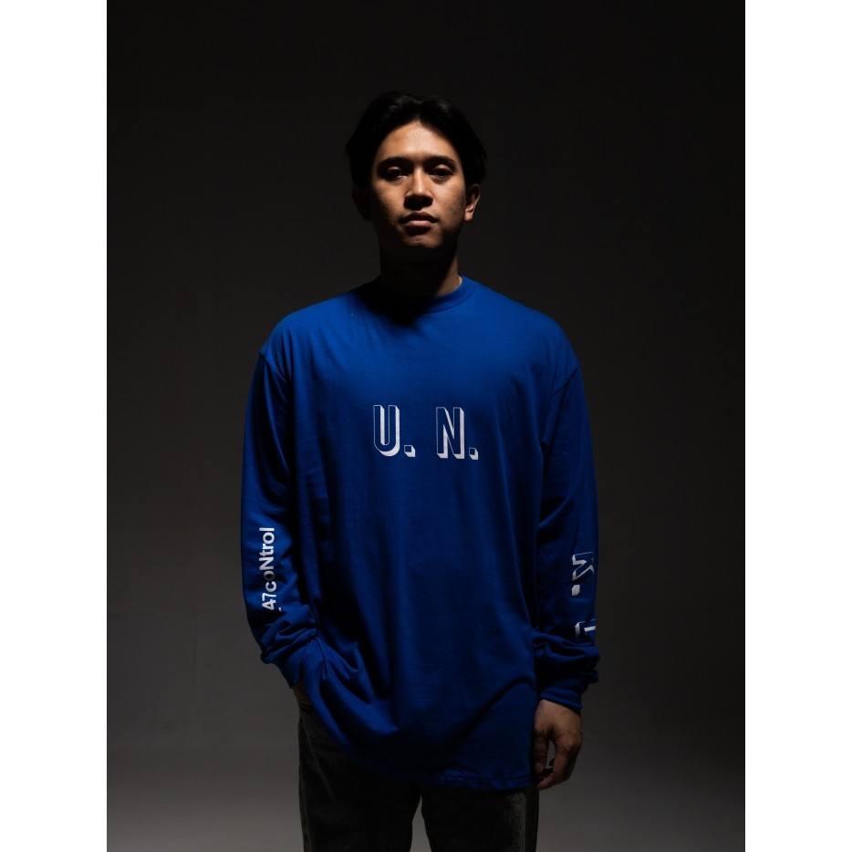 Jual UNKL347 Long Sleeve Blue Bahan Combed Motif Simpel TWNN | Shopee ...