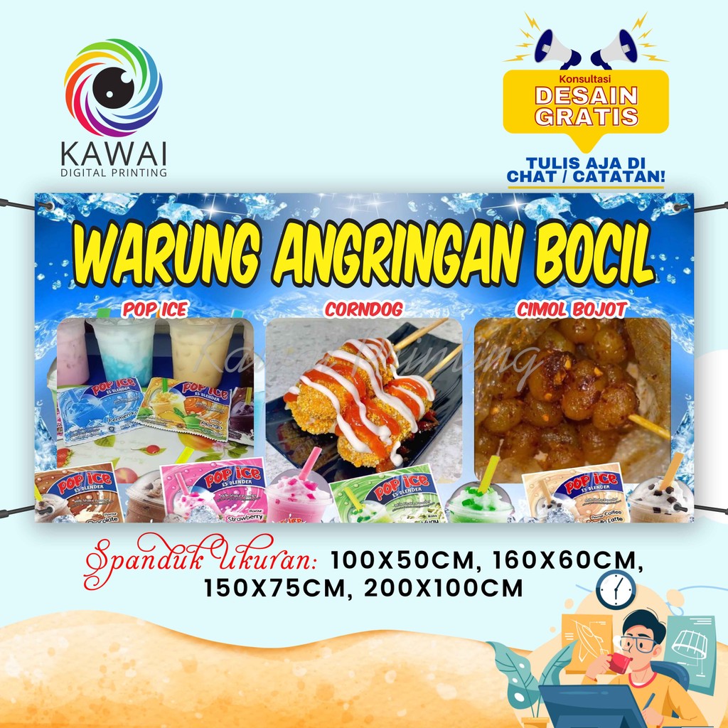 Jual Spanduk Banner MMT Warung Angkringan Pop Ice Corndog Rekuest ...