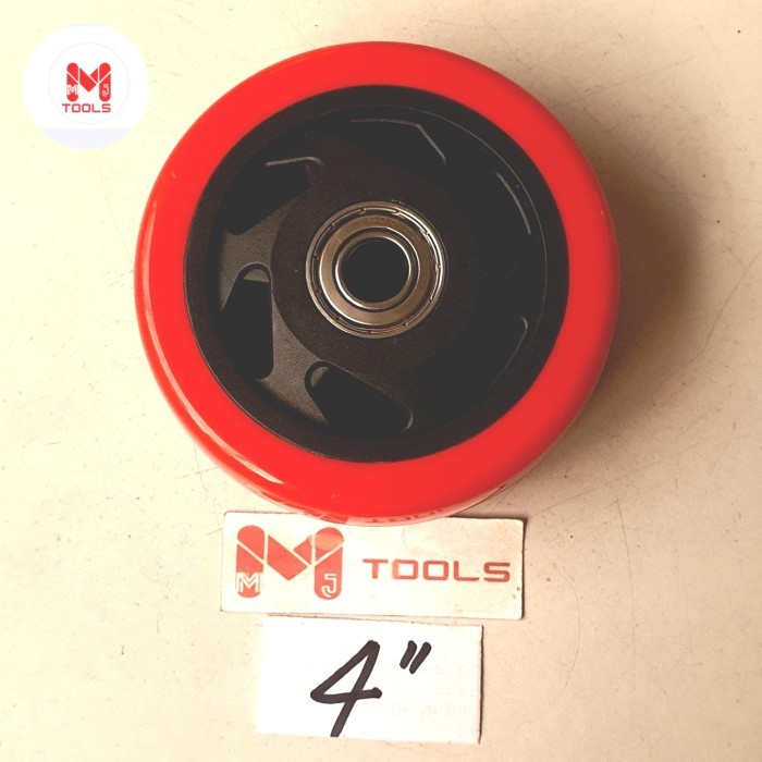 Jual Roda Only 4" - Roda PU 4" Merah - Roda Troli Dobel Bearing - Roda ...