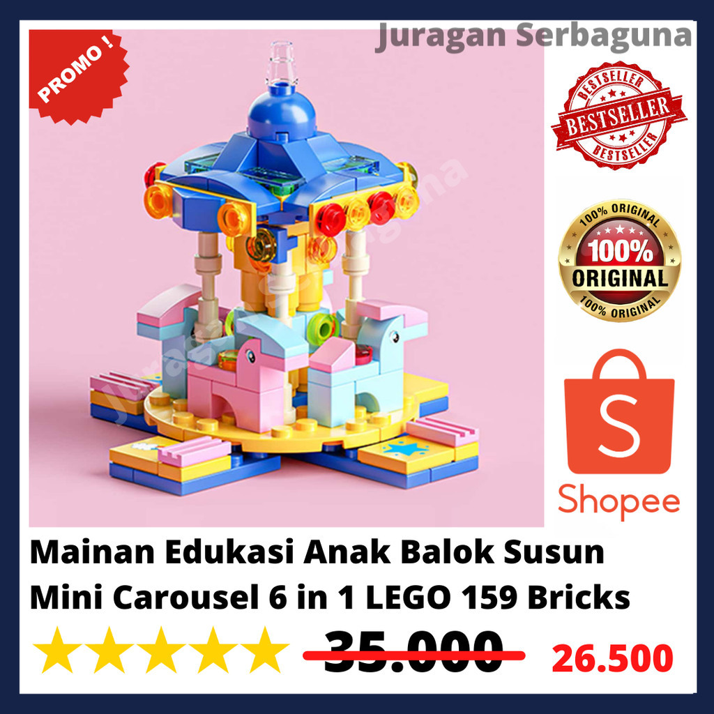 Jual Mainan Edukasi Anak Balok Susun Mini Carousel 6 in 1 LEGO 159 Bricks Mainan Edukasi Mini ...