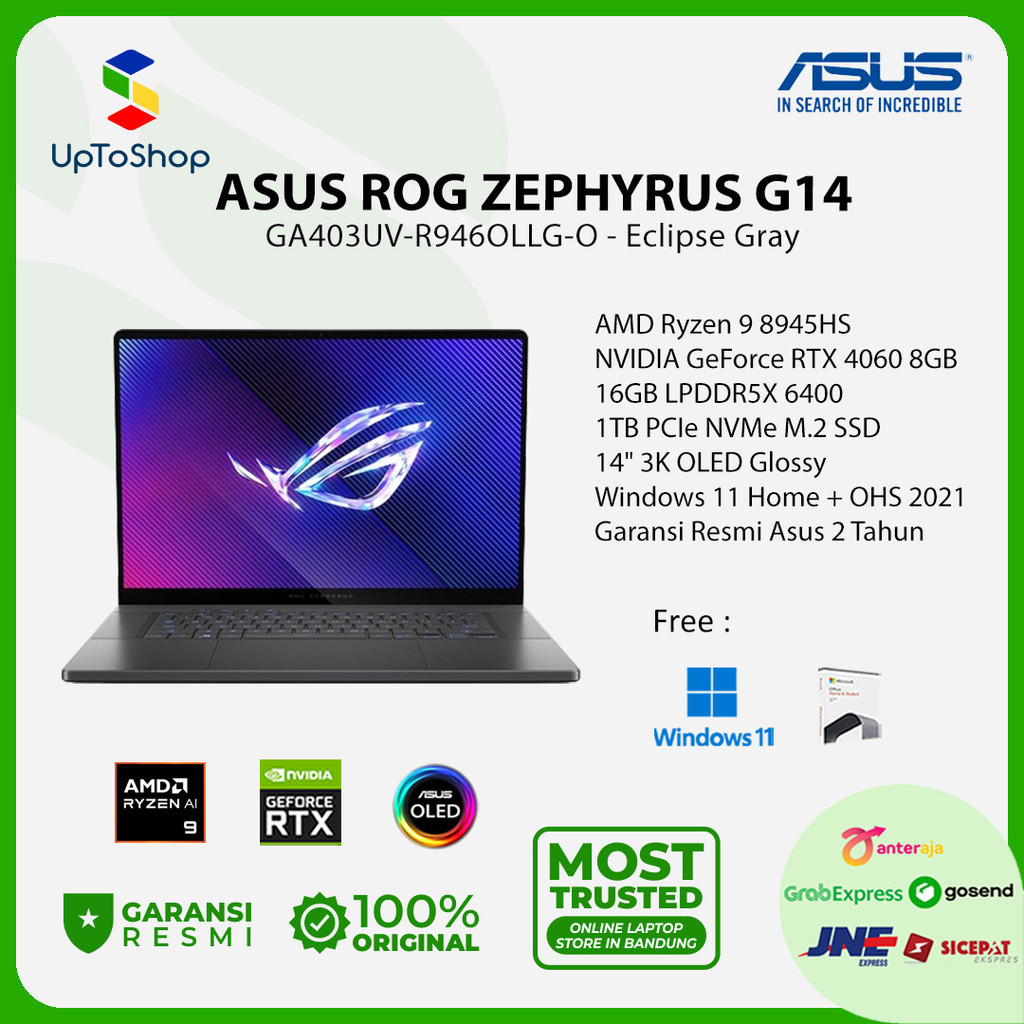 Jual Asus ROG G14 GA403UV-R946OLLG-O Ryzen 9-8945HS 16GB 1TB RTX4060 ...