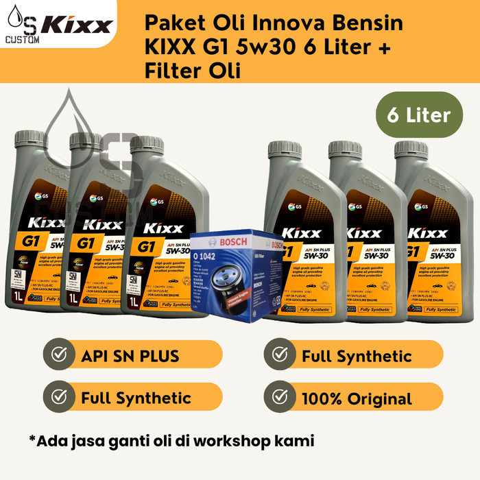 Jual Paket Oli Innova Bensin KIXX G1 5w30 6L Full Synthetic + Filter Oli | Shopee Indonesia
