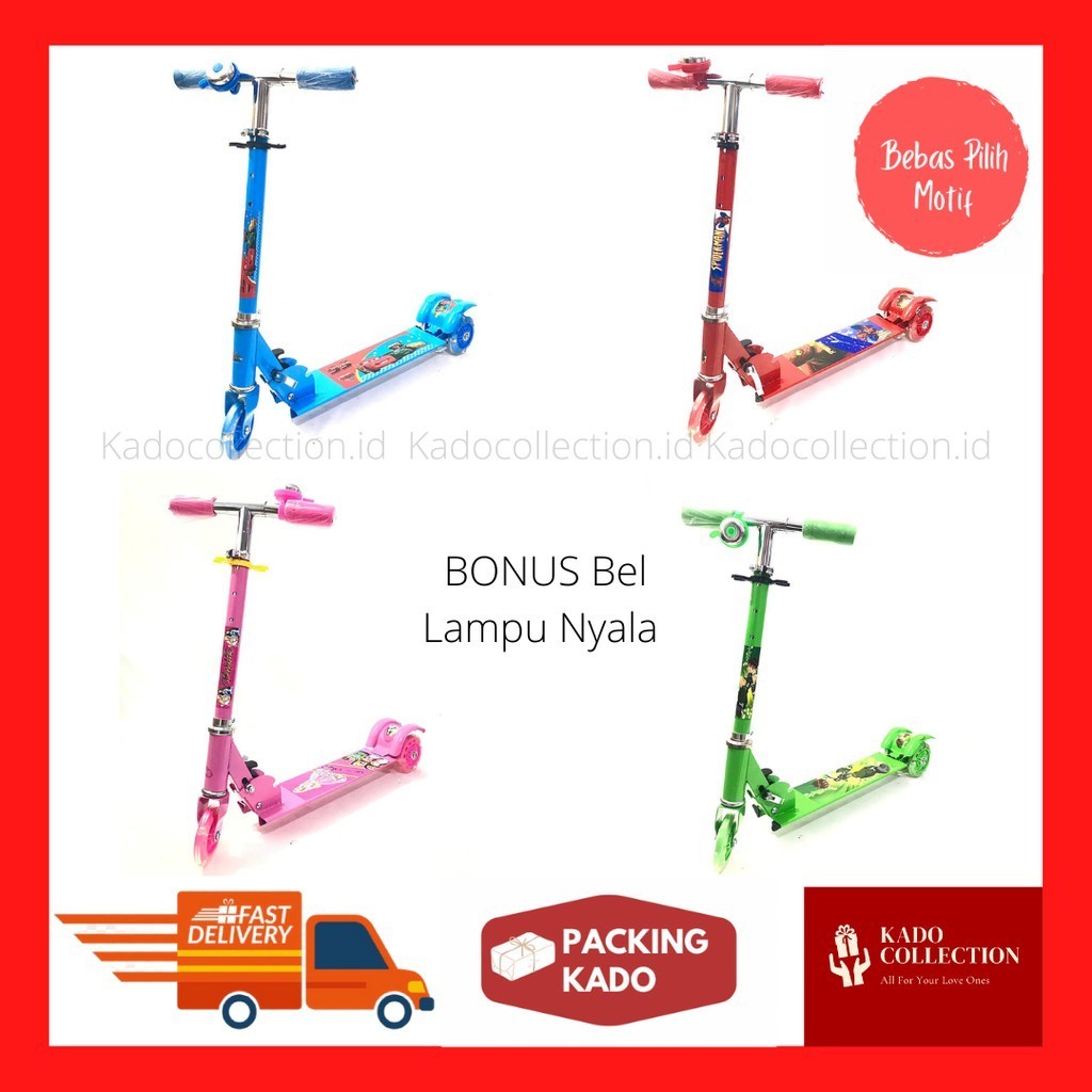 Jual Skuter Anak Otoped Roda 3 Bonus Bell & DIY Gambar | Shopee Indonesia