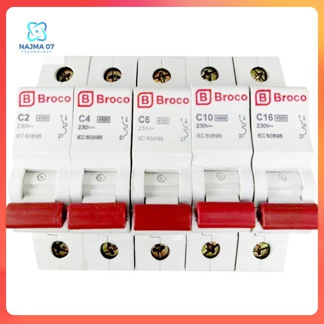 Jual MCB Broco 1 Phase 1P 6A 10A 16A / 6 Ampere 10 Ampere 16 Ampere - 10A | Shopee Indonesia