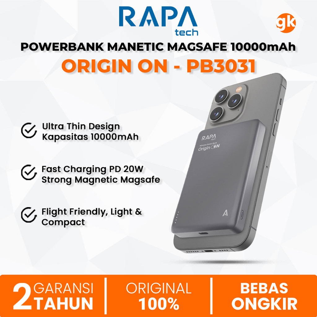 Jual RAPATECH Powerbank Origin On 10000mAh Wireless Magsafe Fast ...
