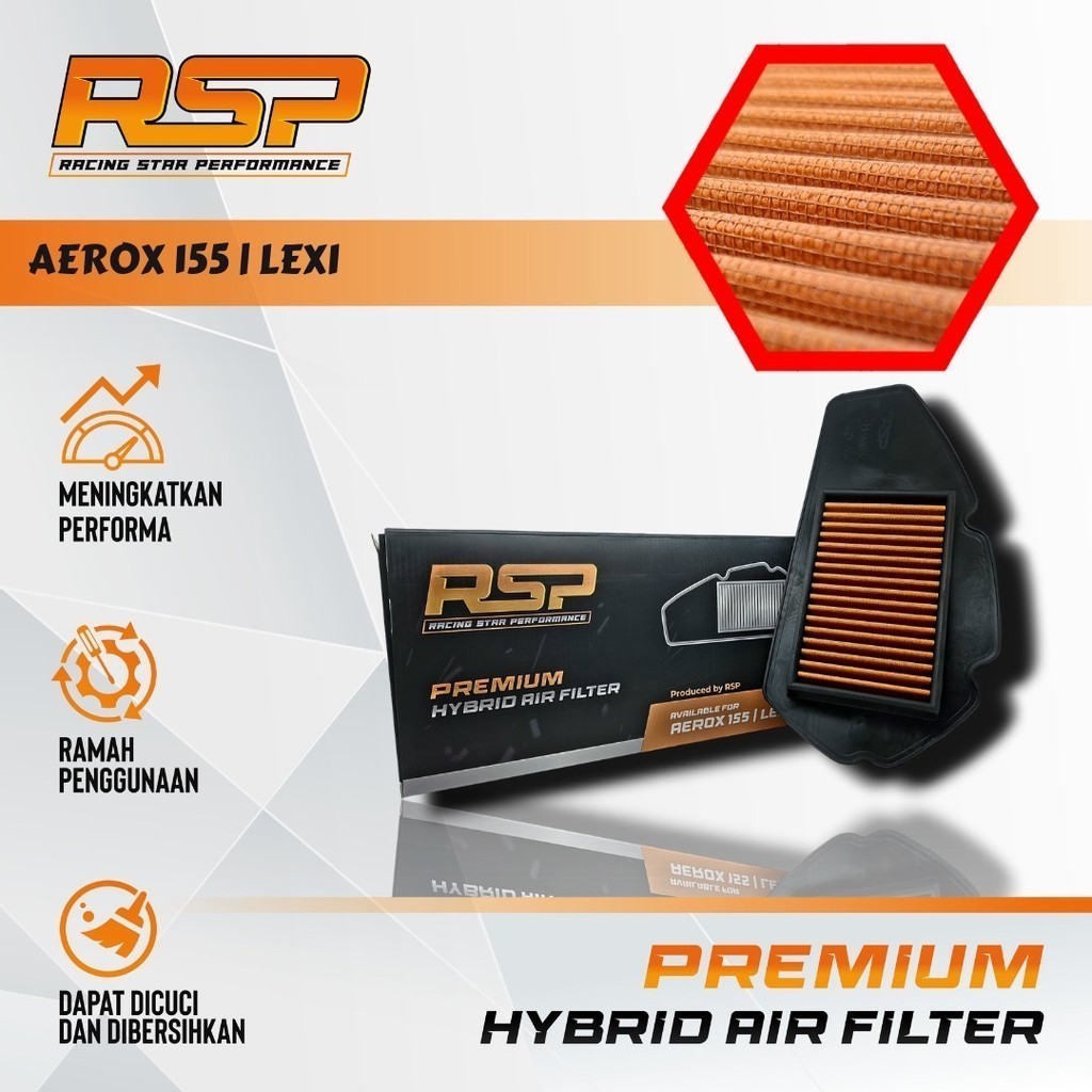 Jual AIR FILTER RSP PREMIUM HYBRID YAMAHA AEROX 155 DAN LEXI | Shopee ...