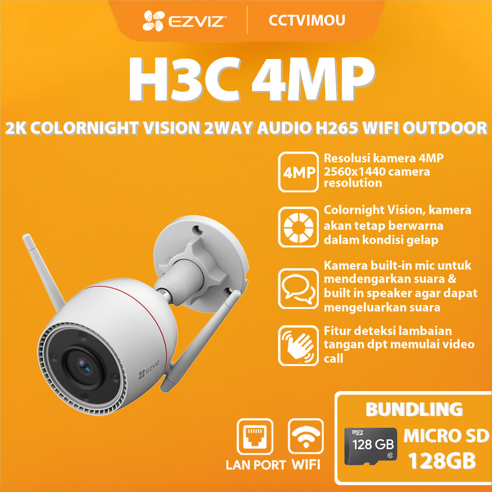 Jual EZVIZ H3C 4MP 2K COLORNIGHT VISION 2WAY AUDIO H265 WIFI OUTDOOR ...