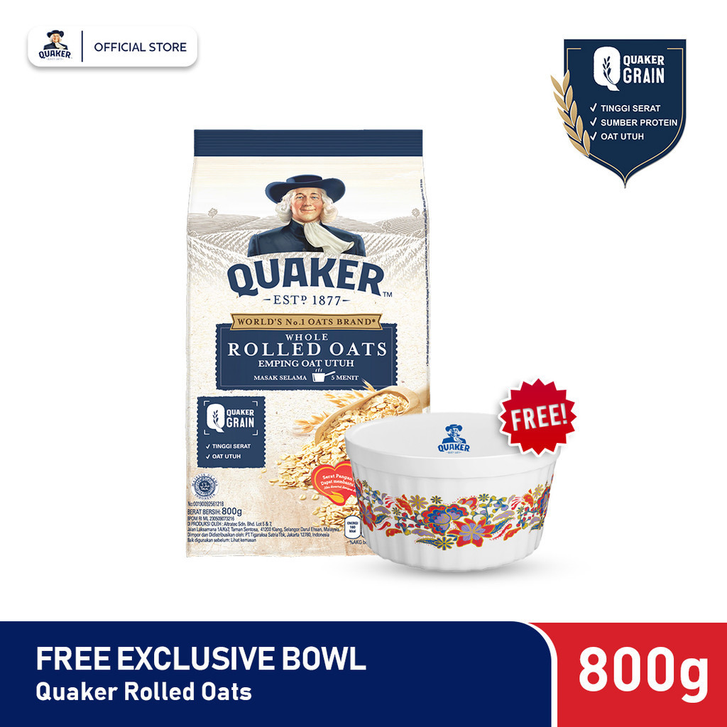 Jual Quaker Rolled Oats Free Bowl | Shopee Indonesia