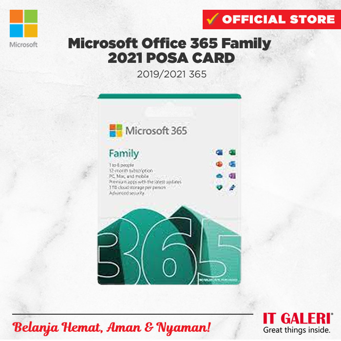 Jual Software Microsoft Office 365 Family 2019 2021 POSA CARD | Shopee ...