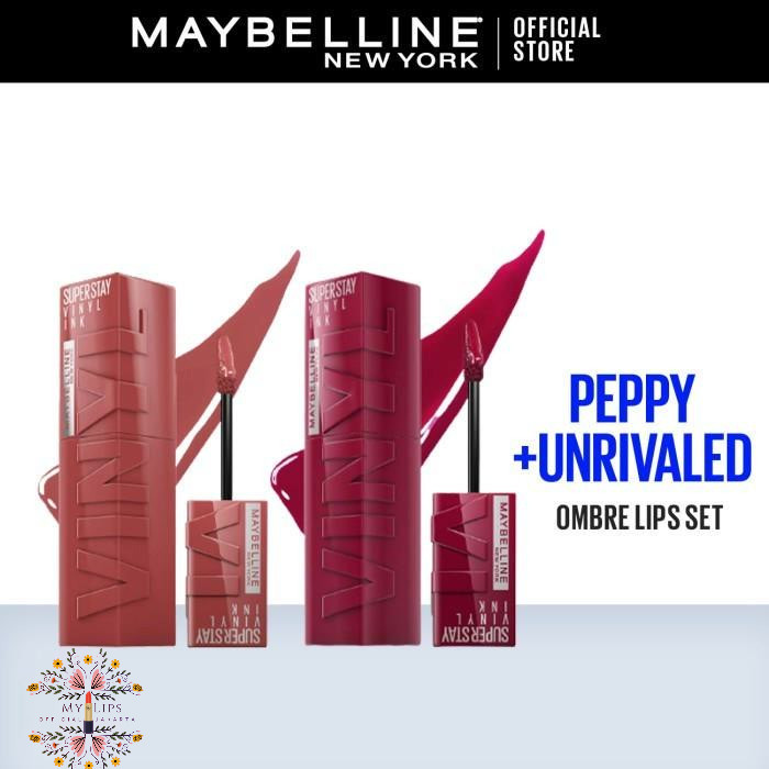Jual [ Ombre Set ] Maybelline Superstay Vinyl Ink - Peppy+Unrivaled ...