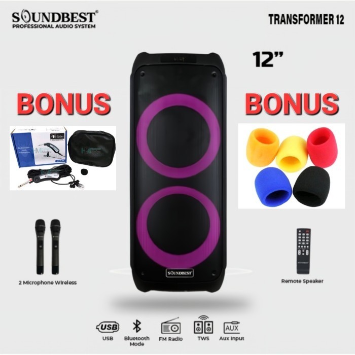 Jual SPEAKER AKTIF 12 INCH DOUBLE SOUNDBEST TRANSFORMER 12 USB BLUETOOTH | Shopee Indonesia