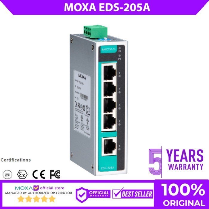 Jual MOXA EDS-205A Series 5-port Unmanaged Ethernet Switches | Shopee Indonesia