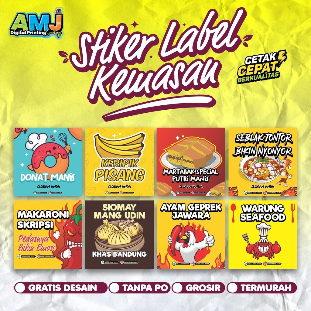 Jual Stiker Label Kemasan Makanan Termurah, Label Camilan, Label Snack ...