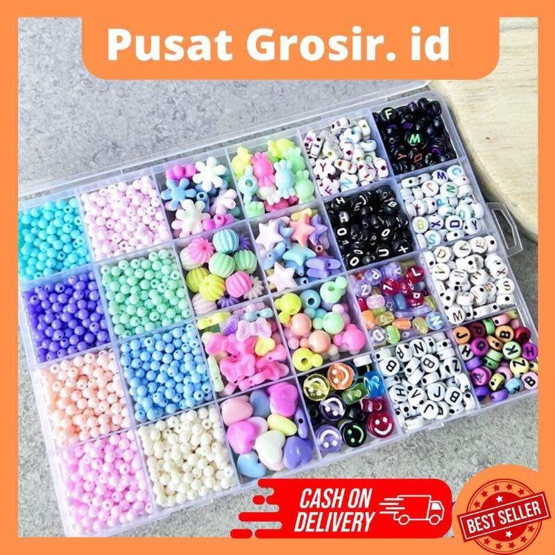 Jual DIY Paket Meronce manik set Lengkap 24 Sekat [ gratis tali senar ...