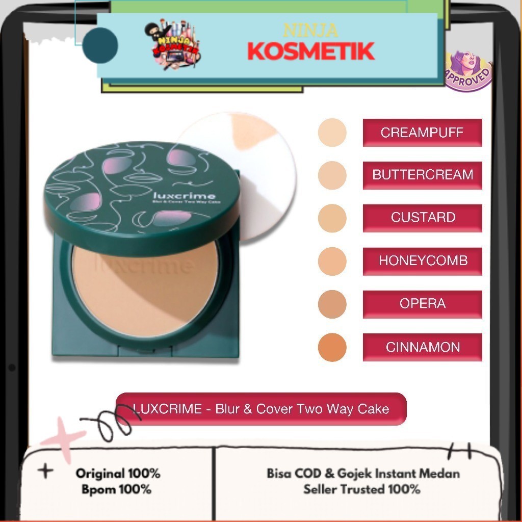 Jual LUXCRIME - BLUR & COVER TWO WAY CAKE - Bedak Foundation High ...