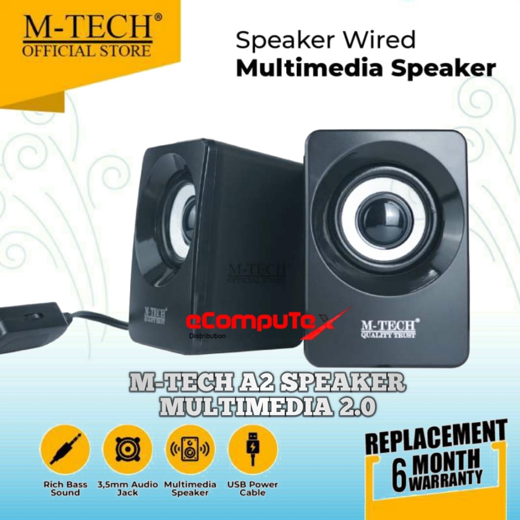 Jual SPEAKER M-TECH A2 WIRED MULTIMEDIA 2.0 | SPEAKER KABEL USB PC ...