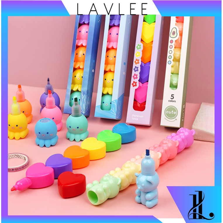 Jual LAVLEE - S6295 Set Stabilo Pastel Lucu / Highlighter Tumpuk 1 Set / Textliner Motif ...