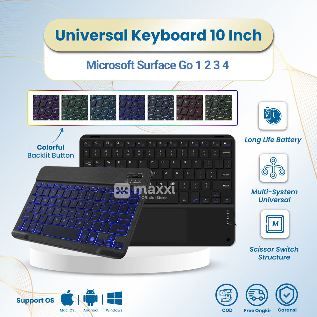 Jual Keyboard Touchpad Backlit Microsoft Surcase GO 1 2 3 Pro 4 5 6 7 8 ...